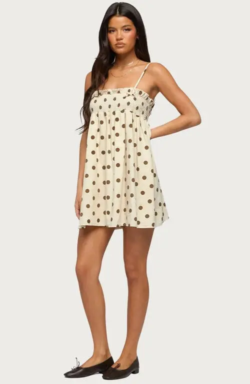 EDIKTED Polka Dot Square Neck Minidress
