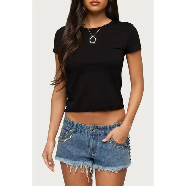 EDIKTED Izabella Shredded Back T-shirt