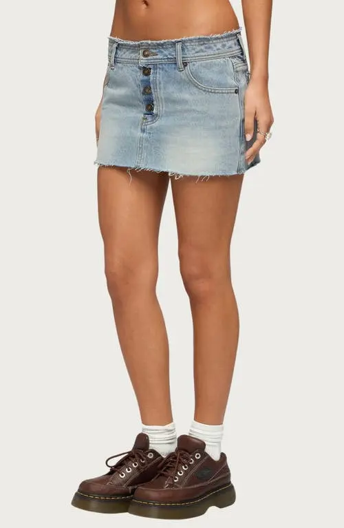 EDIKTED Emree Distressed Denim Miniskirt
