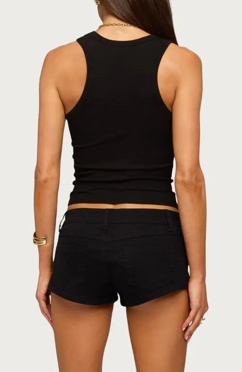 EDIKTED Klyah Ribbed Tank With Metal Pendant