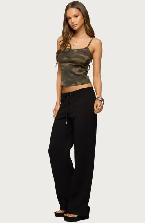 EDIKTED Camouflage Print Cropped Camisole - Olive