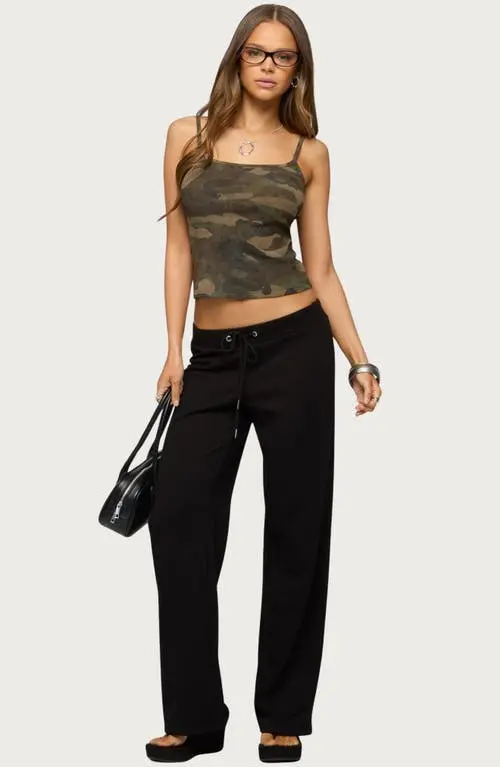 EDIKTED Camouflage Print Cropped Camisole - Olive