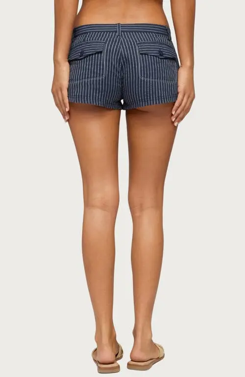 EDIKTED Lina Pinstripe Linen-kissed Micro Shorts