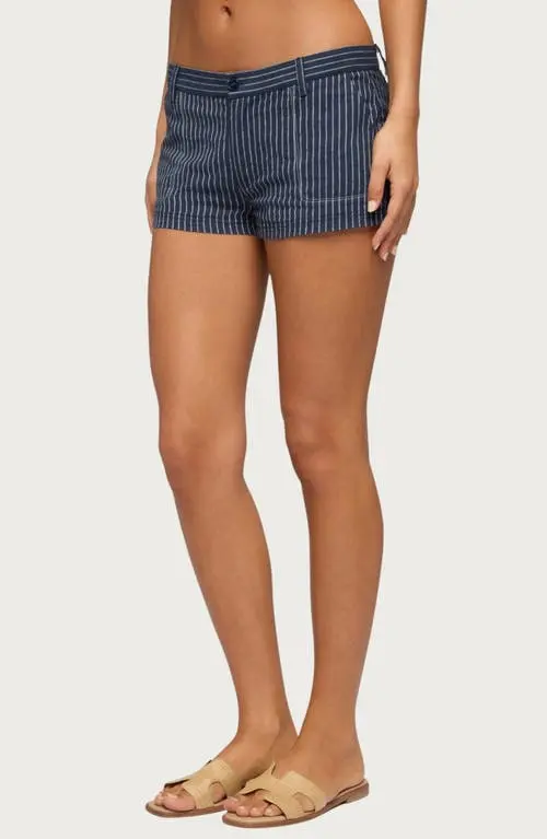 EDIKTED Lina Pinstripe Linen-kissed Micro Shorts