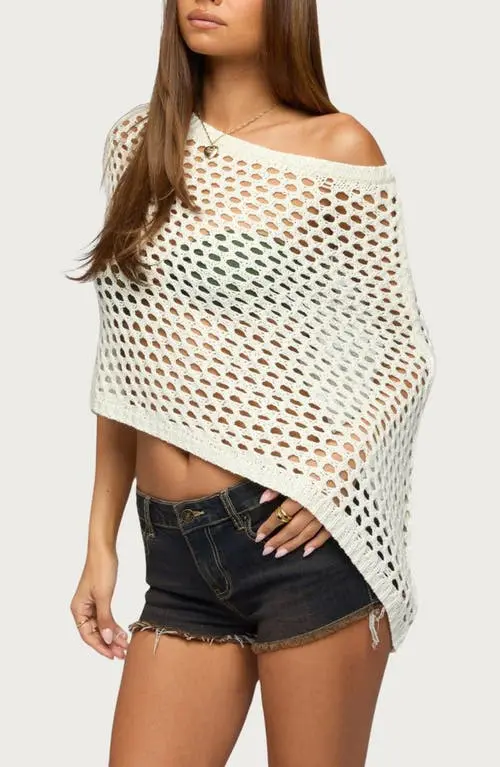 EDIKTED Off-the-shoulder Lace Poncho - Cream