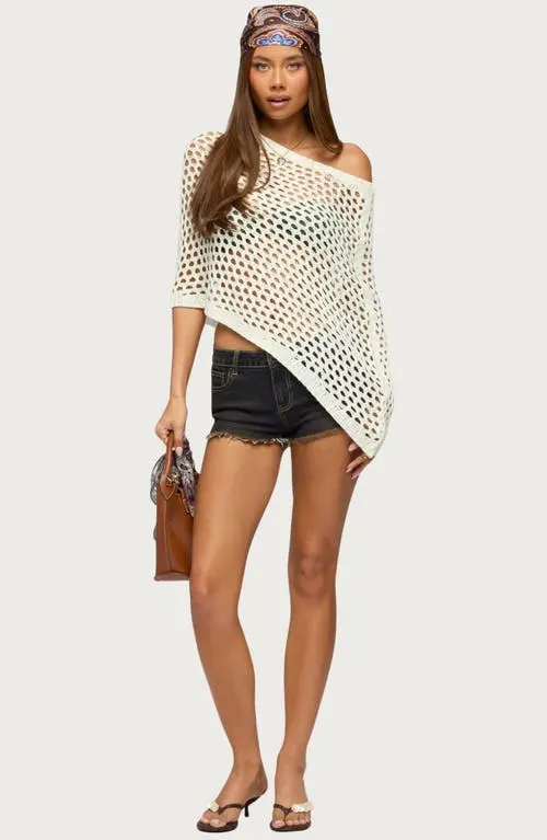 EDIKTED Off-the-shoulder Lace Poncho