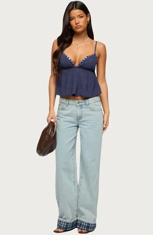 EDIKTED Alina Studded Cropped Babydoll Camisole