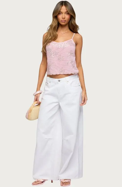 EDIKTED Embellished Chiffon Camisole - Light-pink