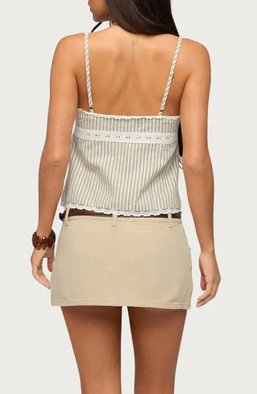 EDIKTED Elodie Stripe Lace Trim Tank