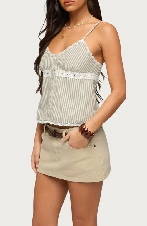 EDIKTED Elodie Stripe Lace Trim Tank