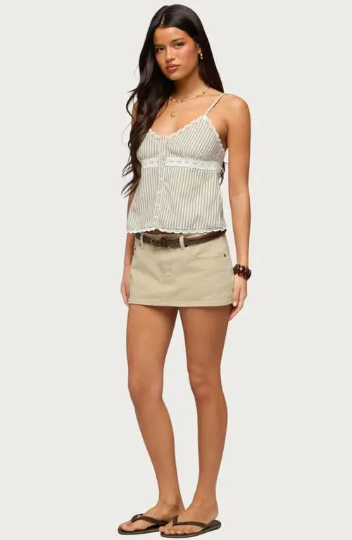 EDIKTED Elodie Stripe Lace Trim Tank