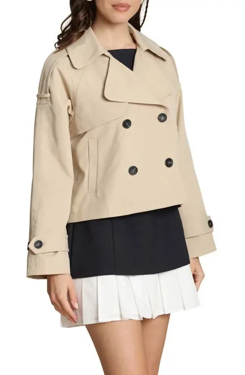 Avec Les Filles Double Breasted Cropped Trench Coat