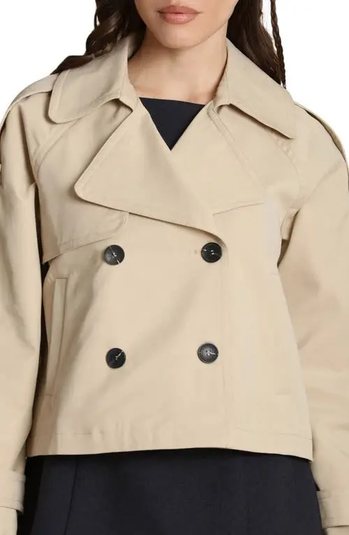 Avec Les Filles Double Breasted Cropped Trench Coat