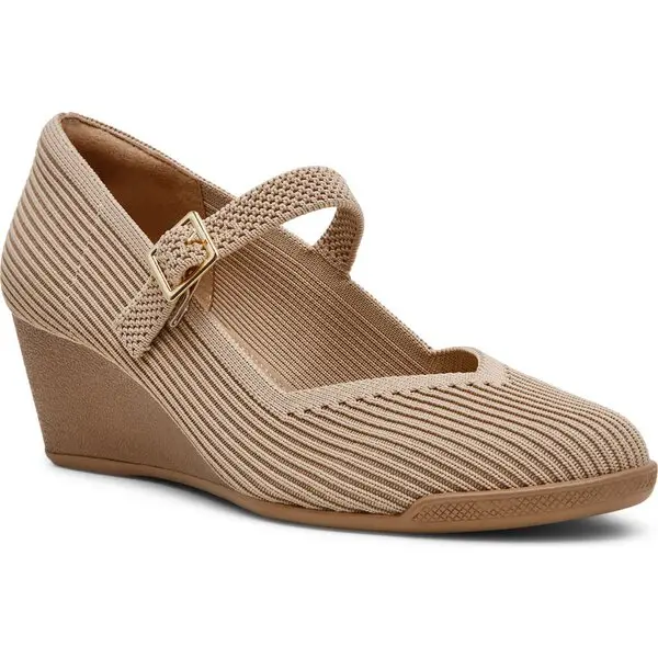 Anne Klein Trixie Wedge Mary Jane Pump - Tan Knit
