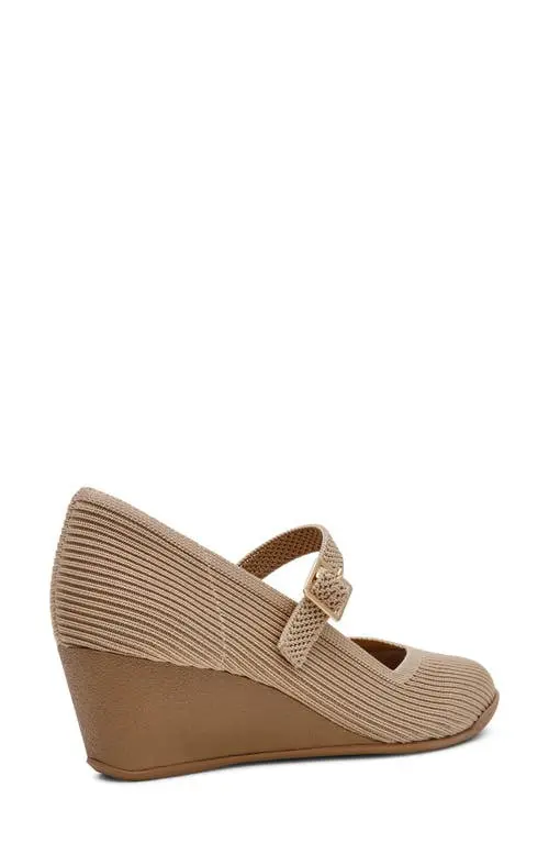 Anne Klein Trixie Wedge Mary Jane Pump - Tan Knit