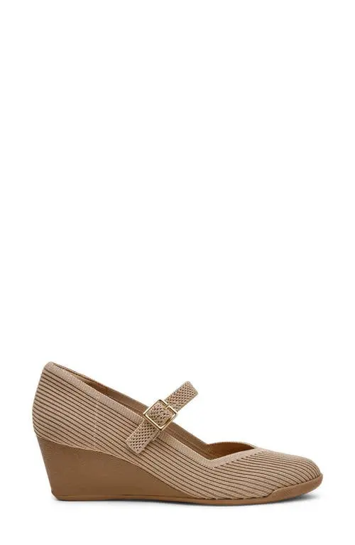 Anne Klein Trixie Wedge Mary Jane Pump - Tan Knit