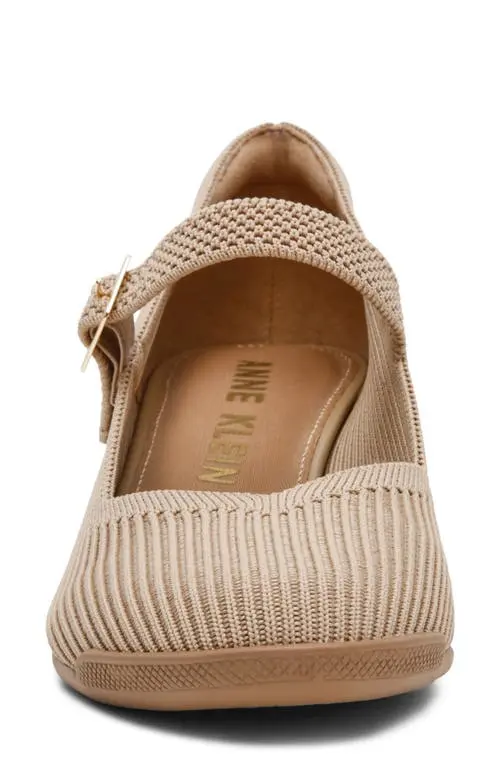 Anne Klein Trixie Wedge Mary Jane Pump - Tan Knit
