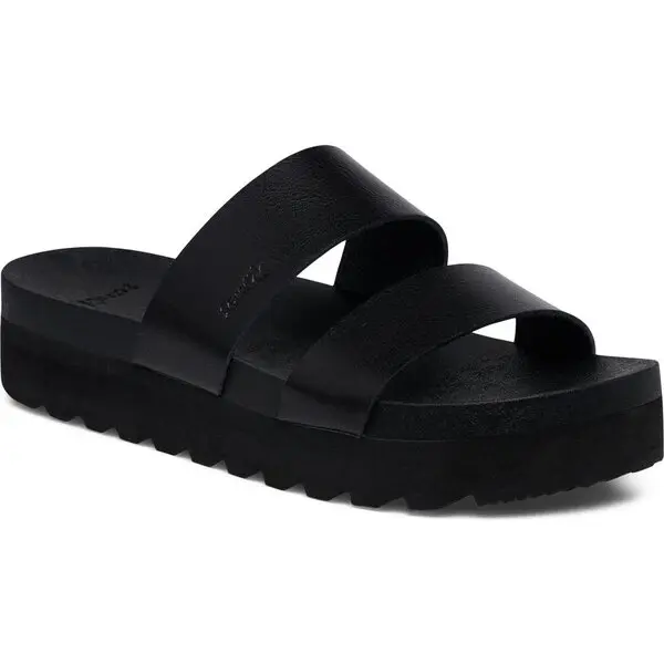 Sanuk Platform Two-strap Sandals - Full Black
