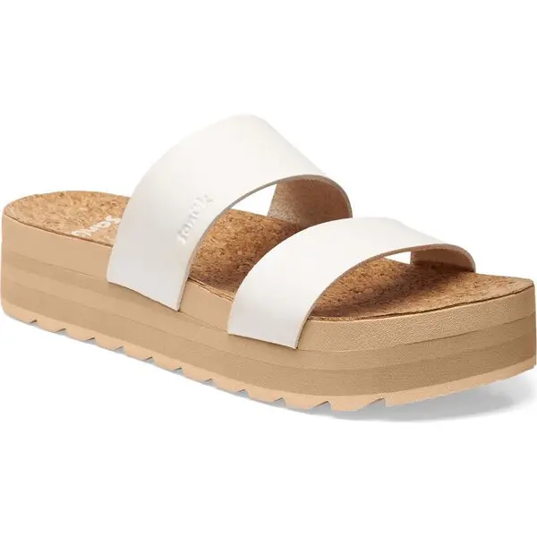 Sanuk Platform Two-strap Sandals - White