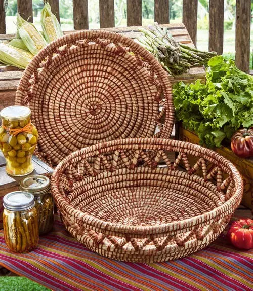 TAG Open Weave Decorative Tray Baskets Set Of 2 Multi