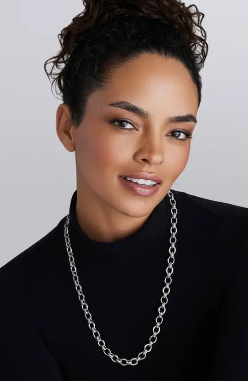 Lagos Signature Caviar Sterling Fluted Oval Link Necklace