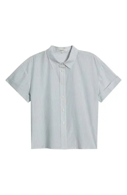 FRAME Short Sleeve Cotton & Silk Striped Shirt