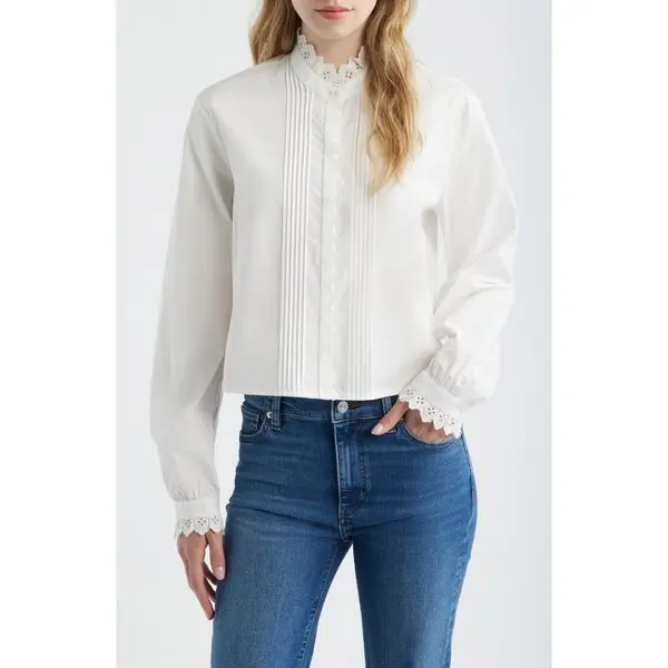 FRAME Lace & Pintuck Shirt