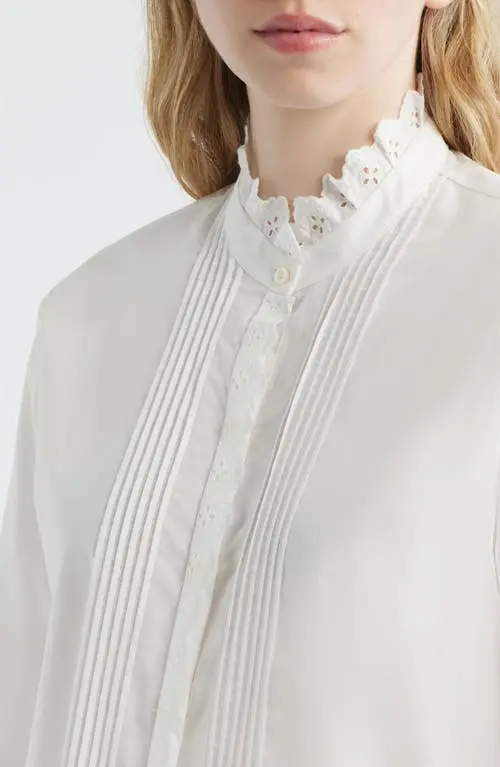 FRAME Lace & Pintuck Shirt