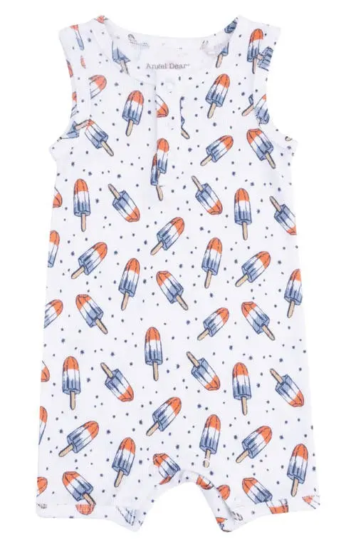 ANGEL DEAR Sleeveless Printed Henley Romper - White