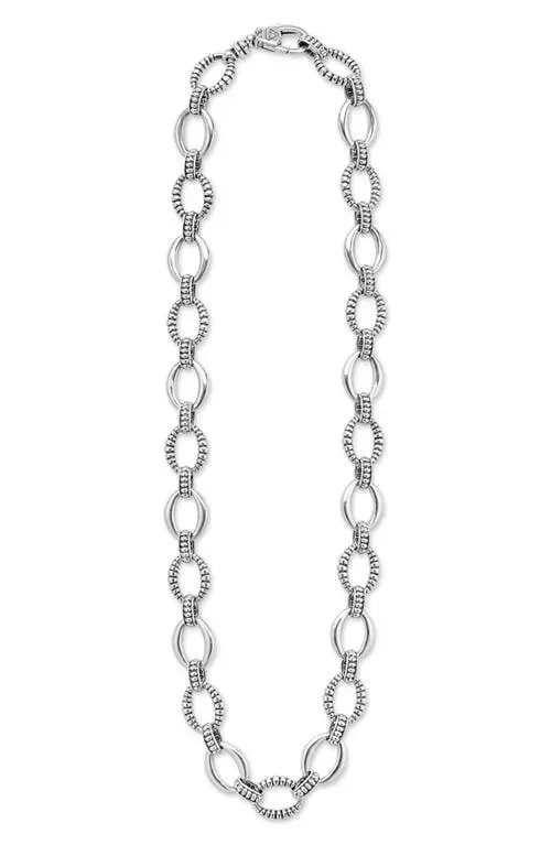 Lagos Signature Caviar Sterling Link Necklace