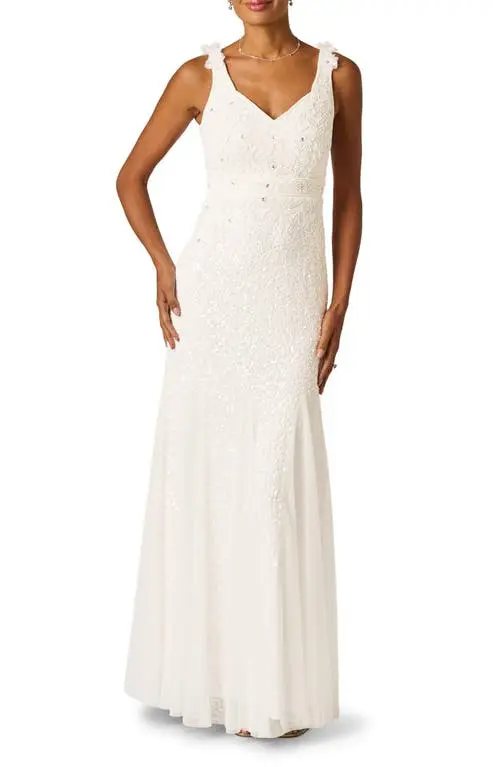Adrianna Papell Beaded Godet Mermaid Gown