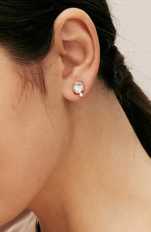 SYNA JEWELS Cirra Mini Studs In 18k Yellow Gold With Gemstones And Diamonds - Blue Topaz