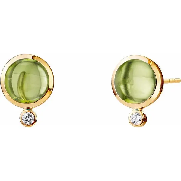SYNA JEWELS Cirra Mini Studs In 18k Yellow Gold With Gemstones And Diamonds - Peridot