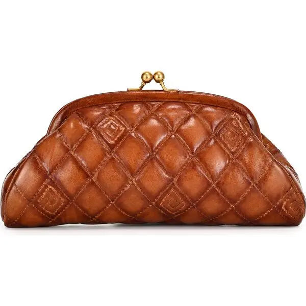 OLD TREND Petunia Quilted Leather Beauty Pouch - Cognac