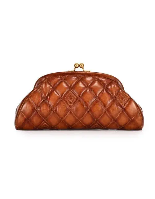 OLD TREND Petunia Quilted Leather Beauty Pouch - Cognac