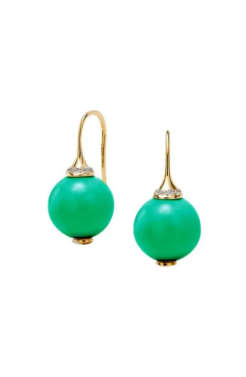 SYNA JEWELS 18k Yellow Gold And Diamond Drop Earrings - Chrysoprase