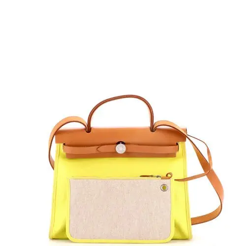 Hermès Herbag Zip Berline Vache Canvas And Leather 31 - Yellow