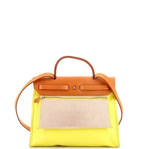 Hermès Herbag Zip Berline Vache Canvas And Leather 31 - Yellow