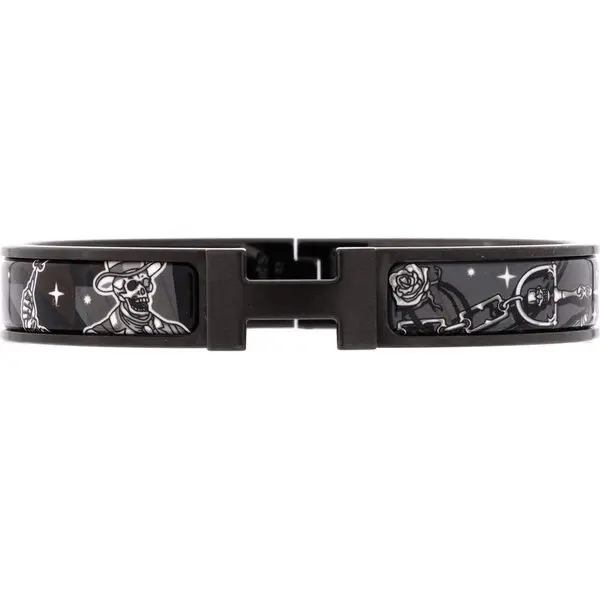 Hermès So Clic Hh Bracelet Printed Enamel With Brushed Hardware Narrow - Black
