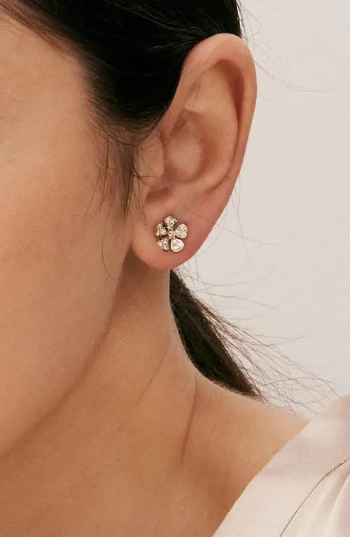 SYNA JEWELS 18k Yellow Gold And Flower Stud Earrings - Diamond