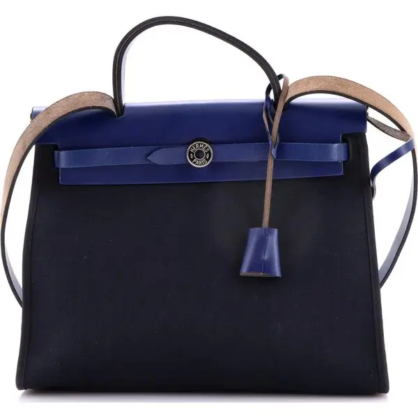 Hermès Herbag Zip Leather And Toile 31 - Noir