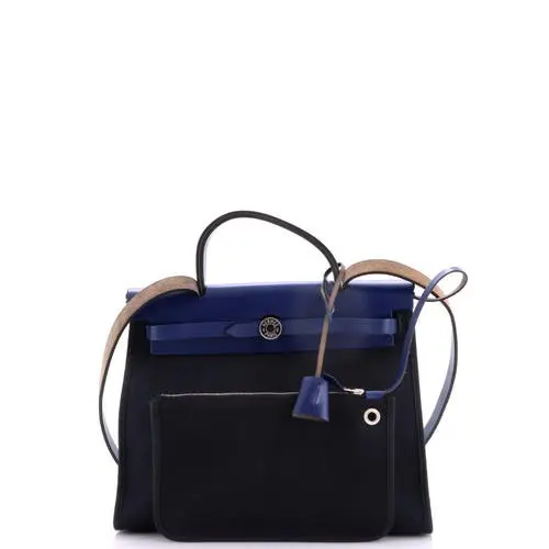Hermès Herbag Zip Leather And Toile 31 - Noir