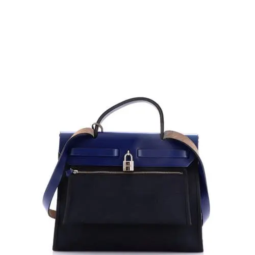 Hermès Herbag Zip Leather And Toile 31 - Noir