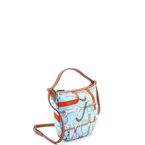 Hermès Sursoie To Go Pouch Printed Silk And Leather - Blue