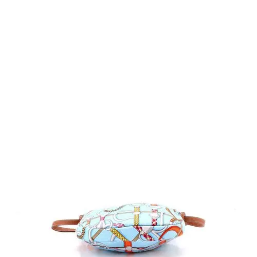 Hermès Sursoie To Go Pouch Printed Silk And Leather - Blue