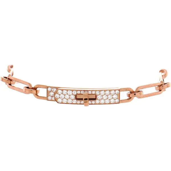 Hermès Kelly Chaine Bracelet 18k And Pave Diamonds Small - Rose Gold