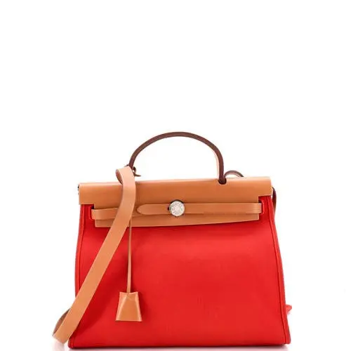 Hermès Herbag Zip Leather And Toile 31 - Red