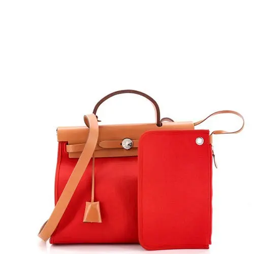 Hermès Herbag Zip Leather And Toile 31 - Red