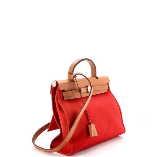 Hermès Herbag Zip Leather And Toile 31 - Red