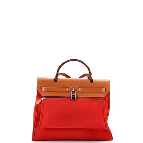 Hermès Herbag Zip Leather And Toile 31 - Red